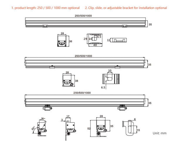 12W DC24V Small LED Linear Wall Washer Light IP65