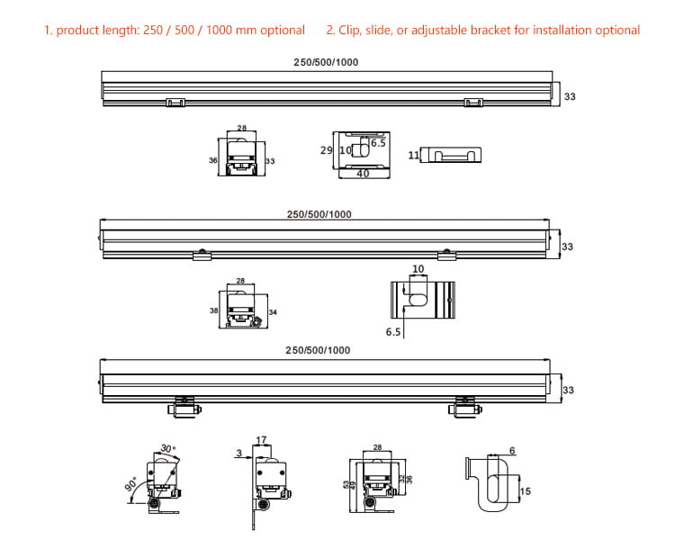 12W DC24V Small LED Linear Wall Washer Light IP66